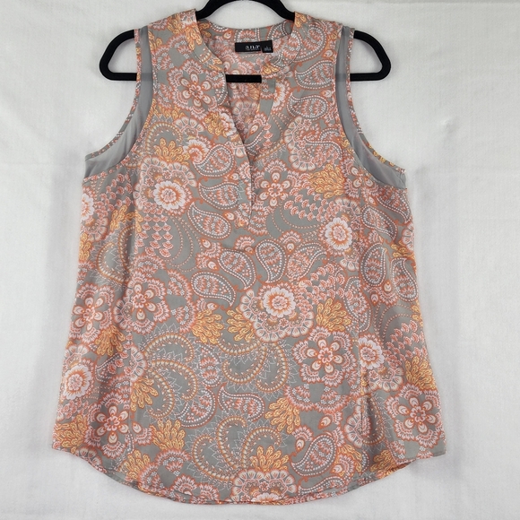 a.n.a | Tops | Ana A New Approach Womens Gray Peach Sz L Floral Paisley ...